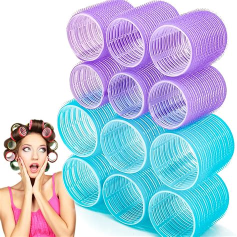 Jumbo Hair Rollers Sets 12 Pcs Self Grip Salon Hair Dressing Curlers