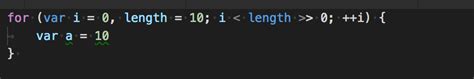 bitwise shift in for loop breaks syntax highlighting