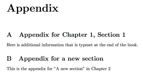 appendices write latex code for appendix within chapter but typeset