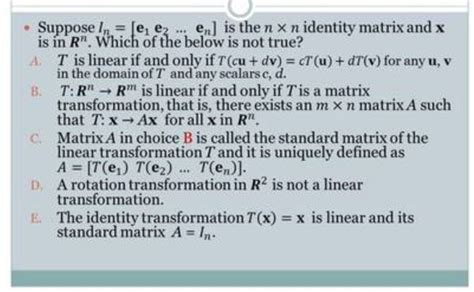 Solved Let T R Rm Suppose A Is An M X N Matrix With