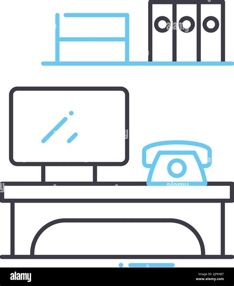 Office Desk Work Line Icon Outline Symbol Vector Illustration