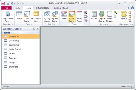 ms access 2010 create a form