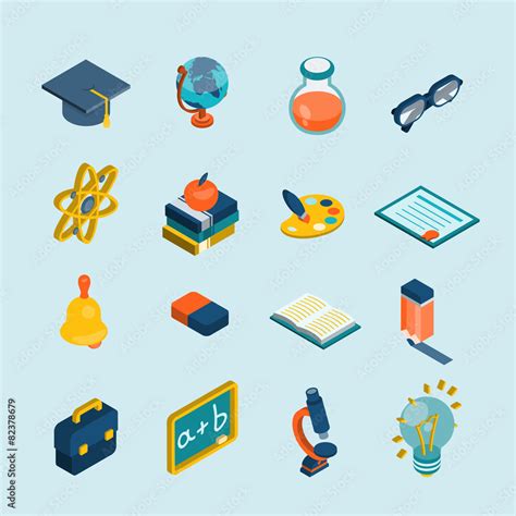 Education Isometric Set Stock Vector Adobe Stock