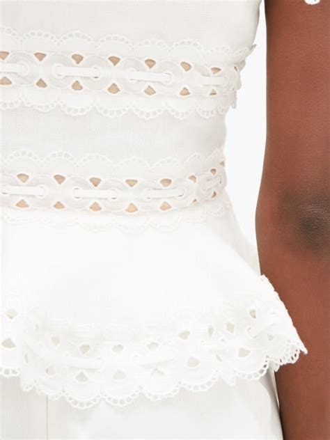 Buy Zimmermann Kirra Broderie Anglaise Linen Crop Top Ivory At 30