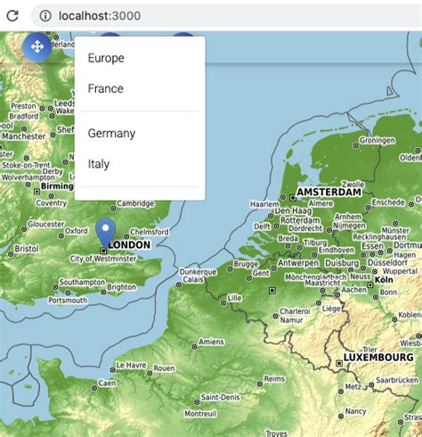 reactjs react leaflet map simple external href button in nav bar