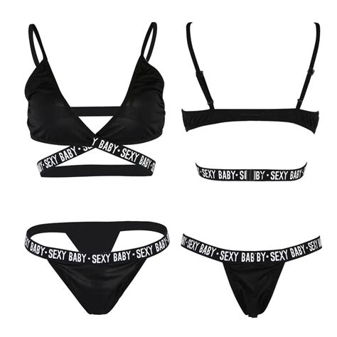 Lingerie Set Temptation Erotic Underwear Panty Sexy Hollow Letters
