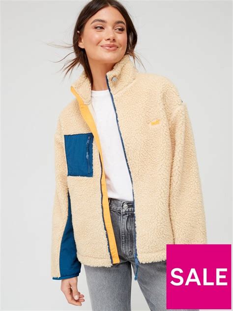 Levis Big Foot Sherpa Zip Through Fleece Neutrals Uk
