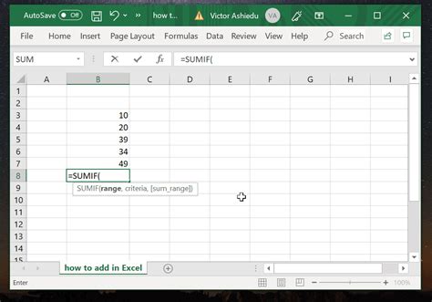how to add in excel excel sum with examples