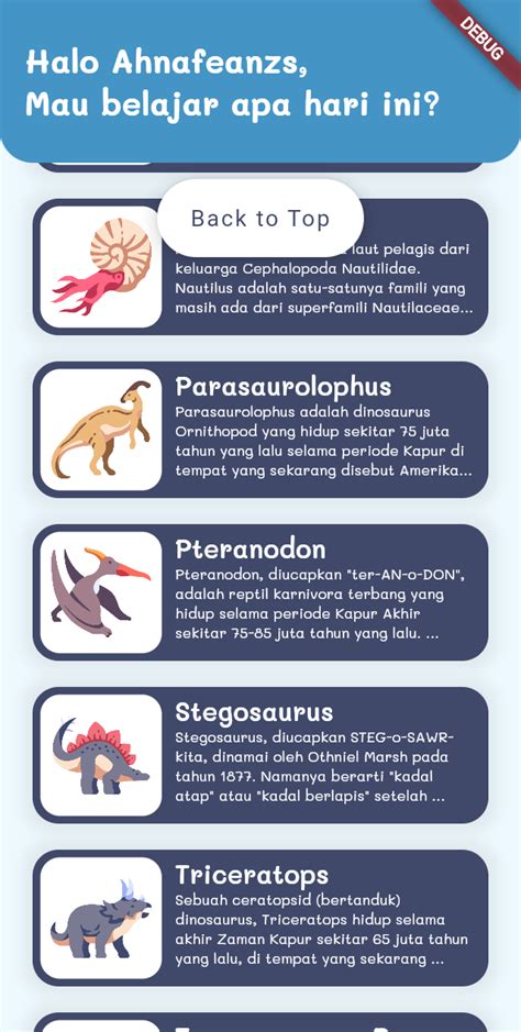 dinosaur app using flutter