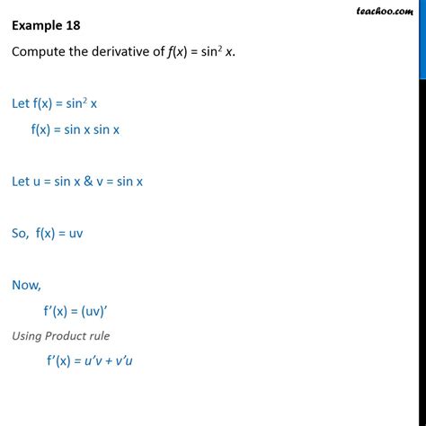 Example 18 Compute Derivative Of F X Sin2 X Chapter 13