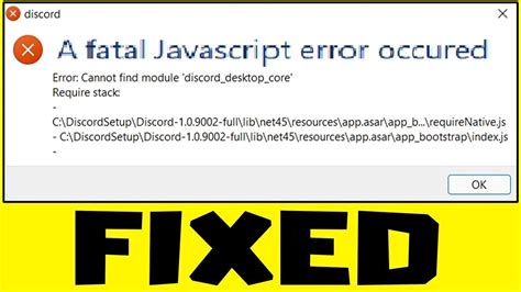 discord a fatal javascript error occurred windows 11 10 8 7 youtube