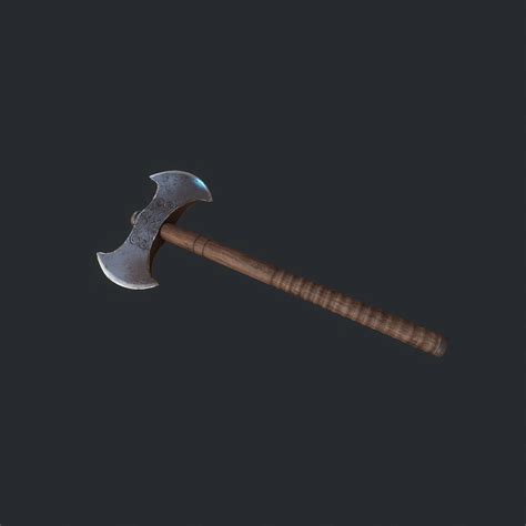 3d model vr ar ready double axe v1 pbr cgtrader