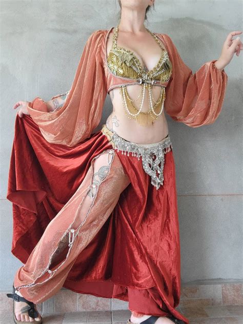 Burgundy Color Authentic Harem Belly Dance Costume
