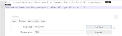 regex how to combine all paragraphs into one line in notepad