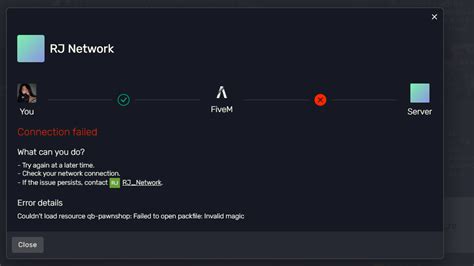 when connecting keep getting failed to load resources and packfile