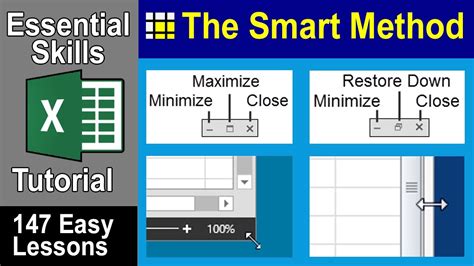 1 4 maximize minimize re size move and close the excel window youtube