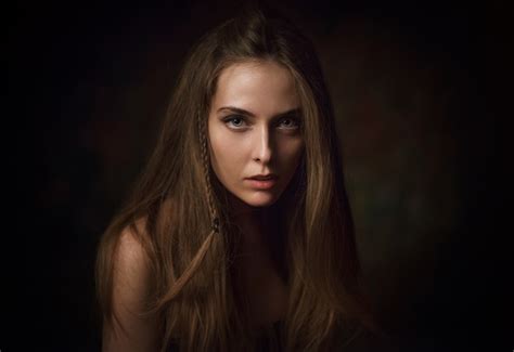 Amina Katinova Long Hair Blonde Portrait Looking At Viewer Face
