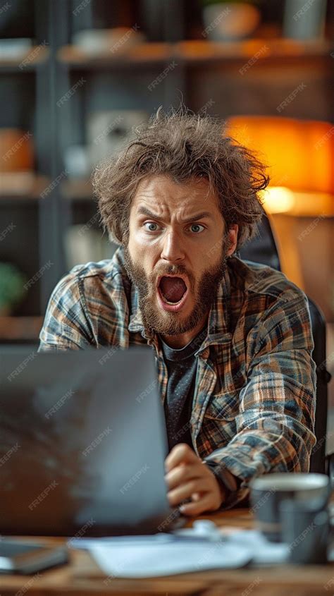 Premium Photo A Frustrated Man Is Ranting And Using A Computer