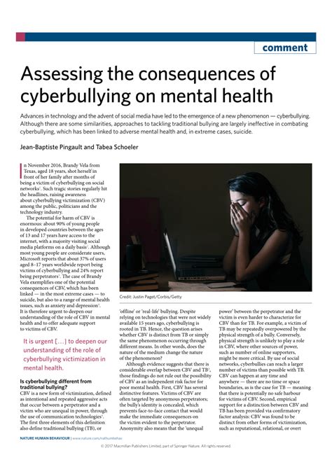Pdf Assessing The Consequences Of Cyberbullying On Mental Health