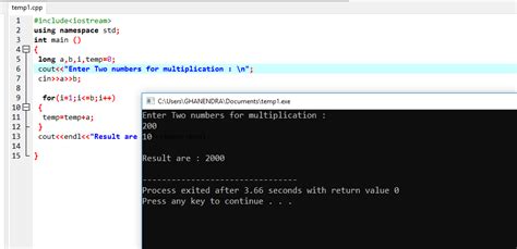 c program to multiply two number without using asterisk