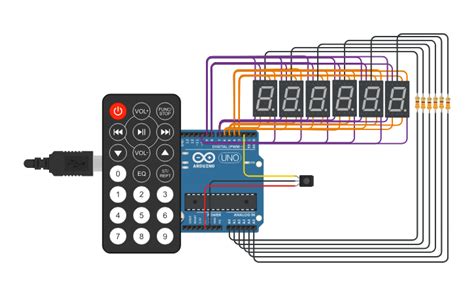 circuit design arduino clock remote control tinkercad