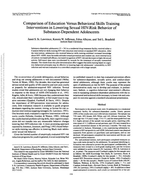Comparison Of Education Versus Behavioral Skills Training Interventions