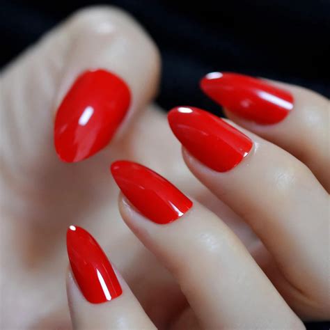 Bright Red Nails Press On Nails Stiletto Medium Stiletto Etsy
