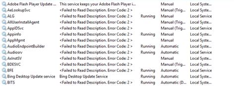 failed to read description error code 2 for background services