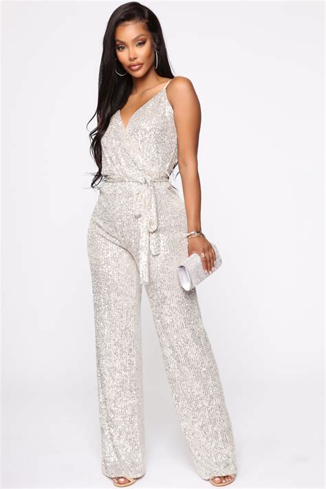 Cant Hide The Shine Sequin Jumpsuit Silver Fashion Nova Jumpsuits