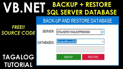 vb how to backup and restore sql server database
