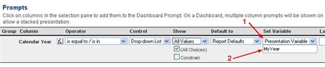 obiee 10g 11g how to set a presentation variable