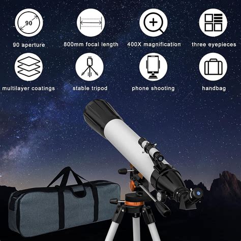 Abotec Telescope For Adults Astronomy 90mm Aperture 800mm Refractor