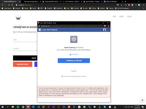 reactjs firebase facebook popup is too big stack overflow