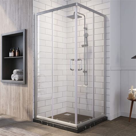 Buy Corner Shower Enclosure 1 4 In Clear Glass Sliding Shower Doors
