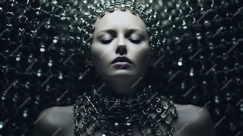 Premium Photo A Woman Wearing A Chain Head Piece Generative Ai Art