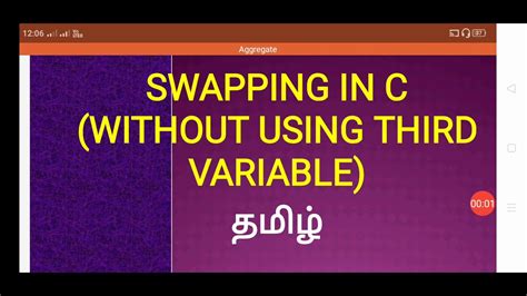 swapping in c without using third variable tamil youtube