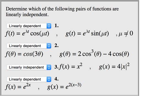 solved determine which of the following pairs of functions