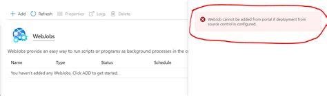 python azure webjobs is unavailable when github is added
