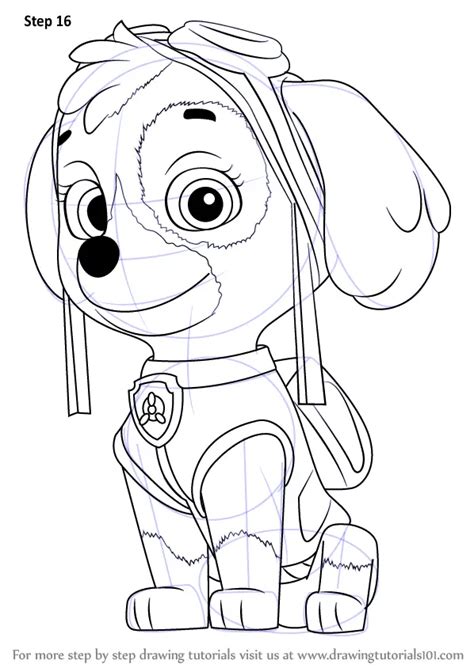 Learn How To Draw Skye From Paw Patrol Paw Patrol Step By Step