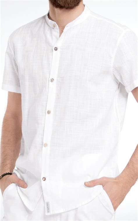 Mens Short Sleeve Mandarin Collar Cotton Shirt – J And Ce