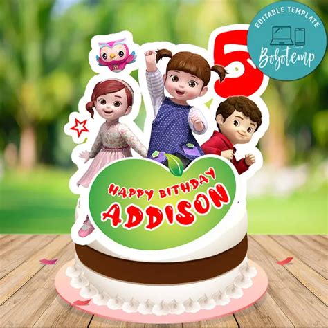 Kongsuni And Friends Birthday Cake Topper Template Printable Bobotemp