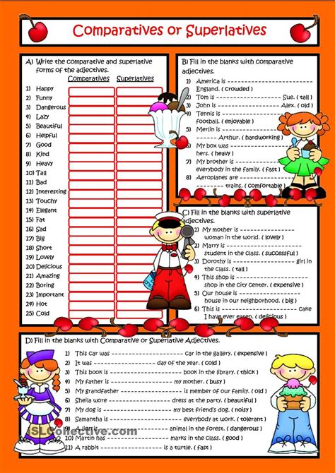 Esl Comparatives And Superlatives Worksheet