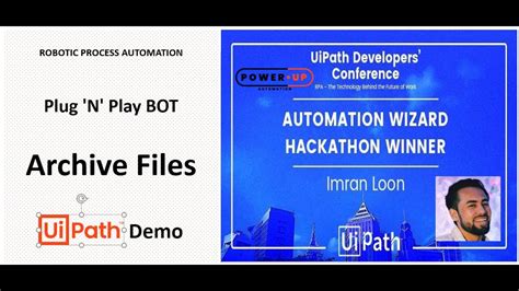 uipath robot learn how to archive files reusable component video