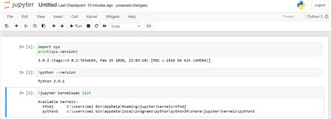 jupyter notebook is using different kernel python 3 8 from my default