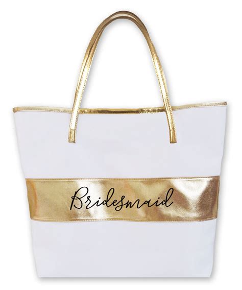 Bridal Party Gold Striped Tote Bag Famous Favors