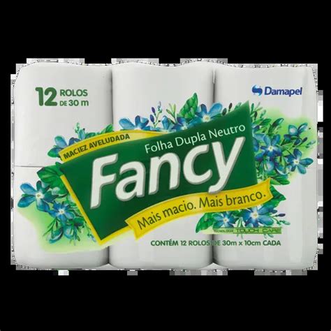Papel Higiênico Folha Dupla Neutro Fancy 30m Pacote 12 Unidades