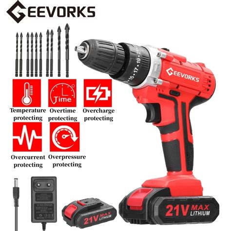 Geevorks 21v Electric Screwdriver 25 3 Torque Cordless Electric Drill 2