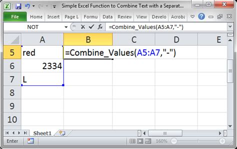 simple excel function to combine text with a separator