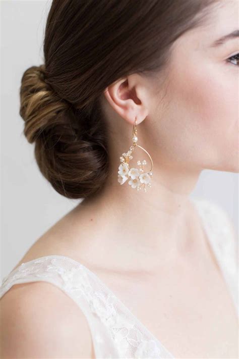 Wedding Statement Earrings Floral Bridal Earrings Statement Earrings