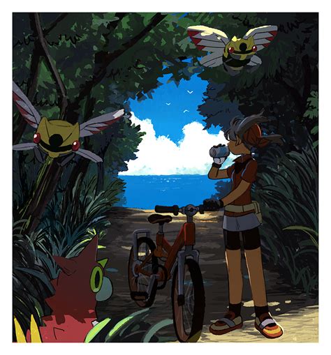 Safebooru 1girl Bandana Bicycle Bike Shorts Bird Border Can Clouds